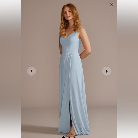 David's Bridal | Dresses | Davids Bridal Bridesmaid Dress In Dusty Blue ...